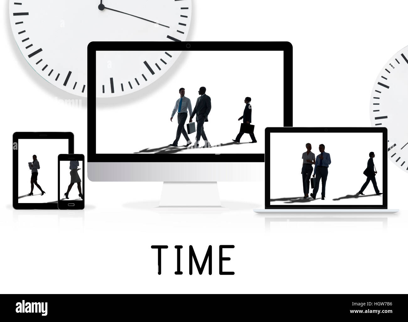 People Silhouette Time Management Concept Stock Photo - Alamy