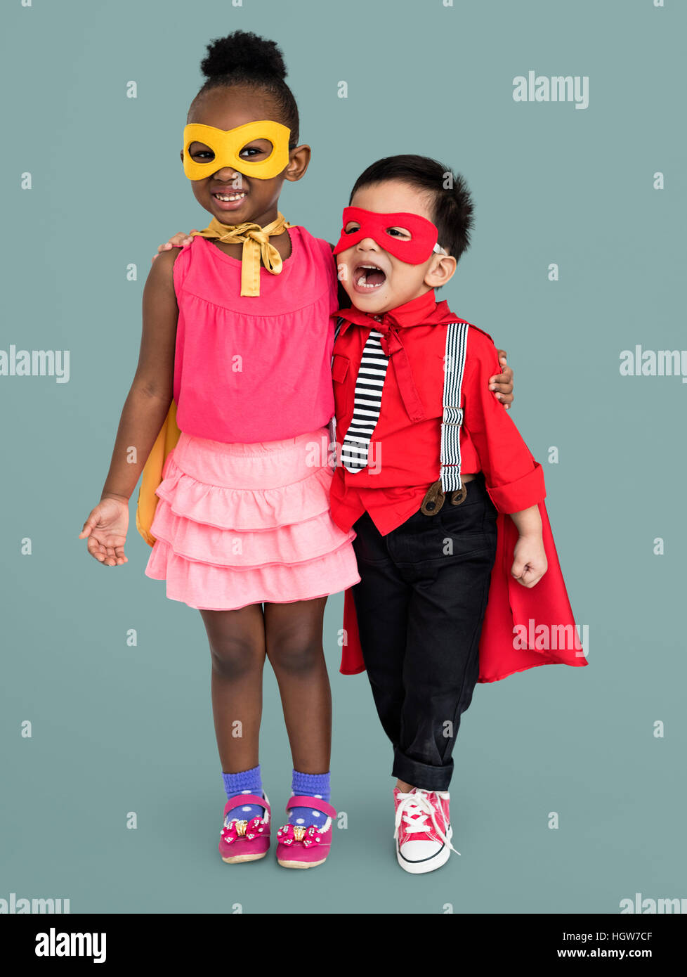 Superhero Boy Girl Costume Carnival Team Concept Stock Photo - Alamy