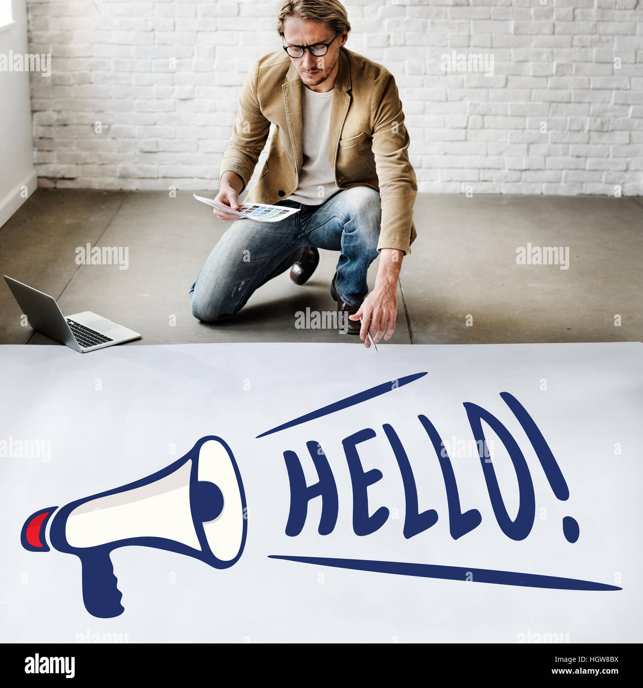Hello Great Accost Greeting Salute Welcome Concept Stock Photo - Alamy