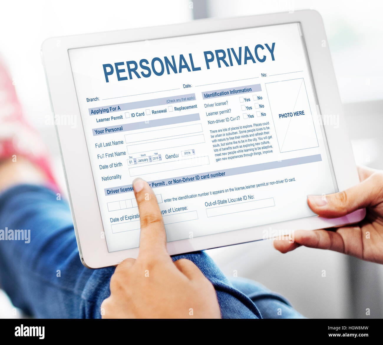 Personal Privacy Form Contract Concept Stock Photo - Alamy
