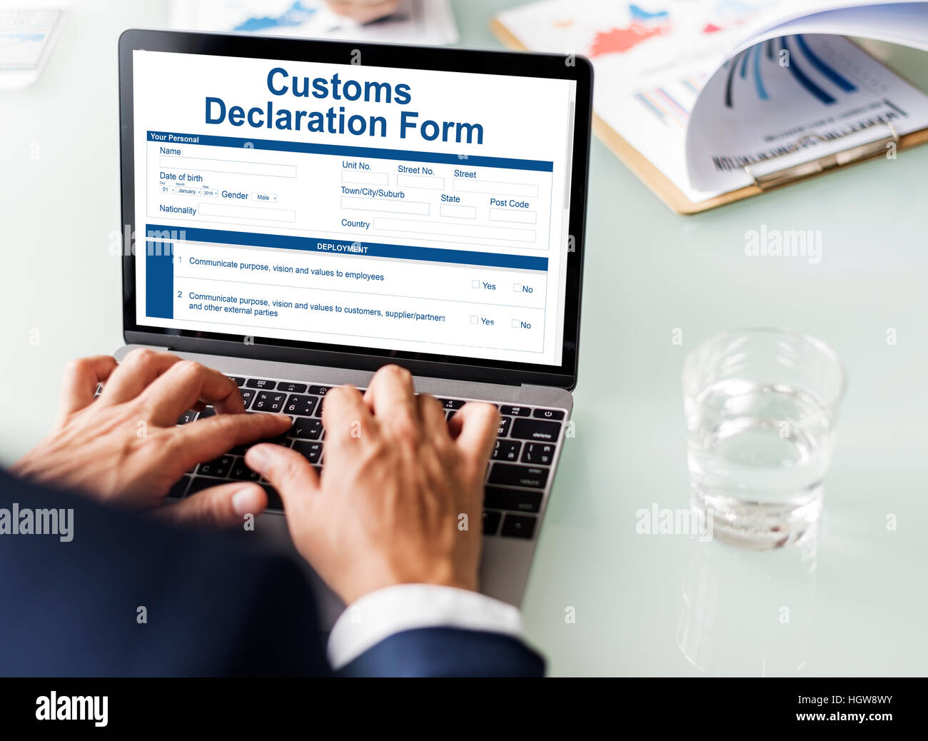 Customs Declaration Form Invoice Freight Parcel Concept Stock Photo - Alamy