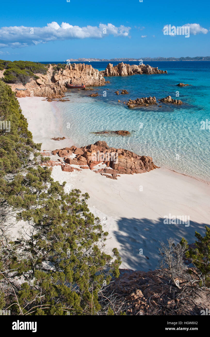 pink beach of Budelli island, protected area, marine reservation park ...