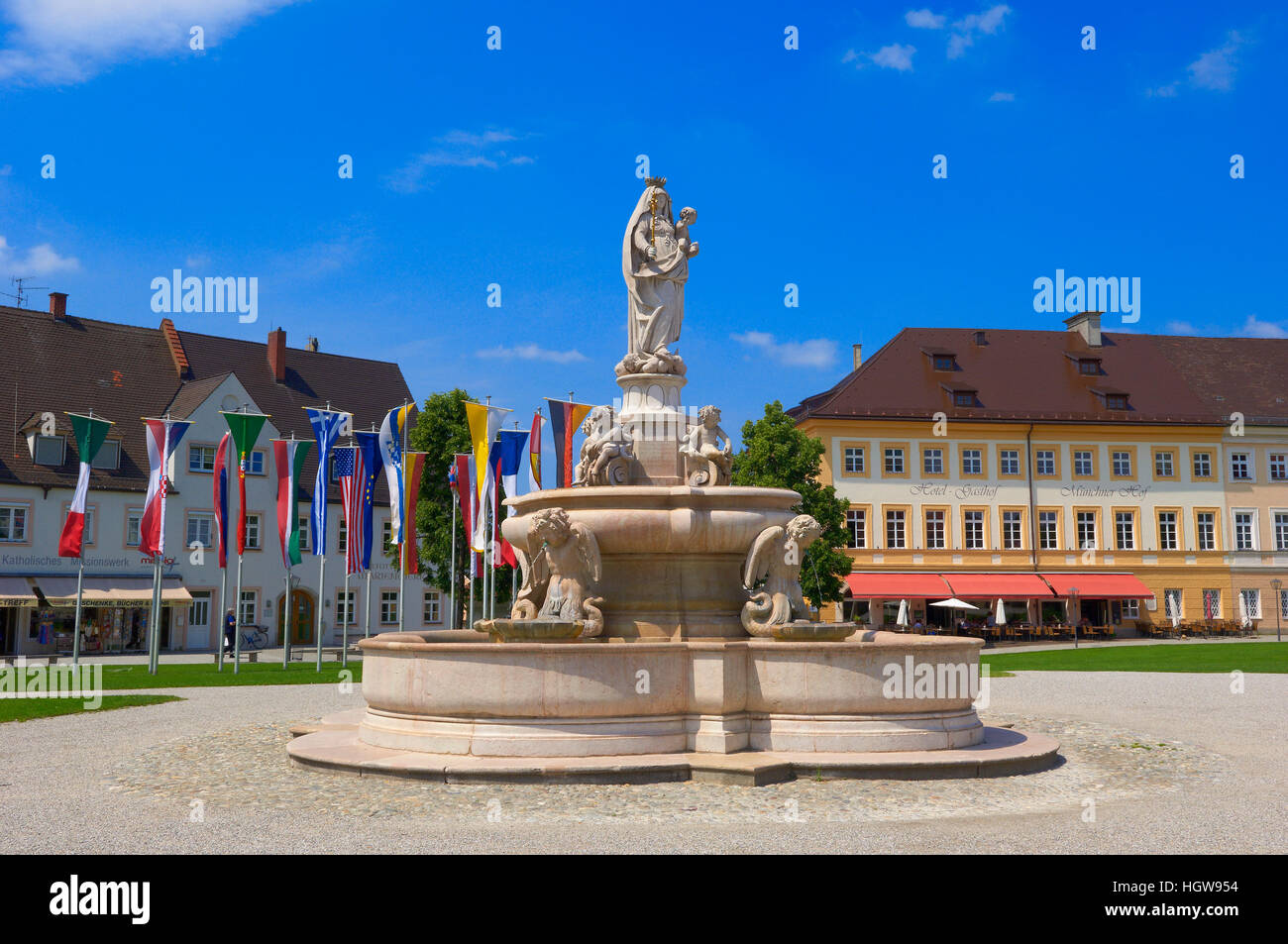 Altoetting, Fountain of Maria, Chapel Square, Upper Bavaria, Bavaria ...