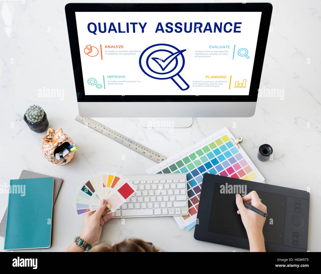 Quality Management Check Icon Concept Stock Photo - Alamy