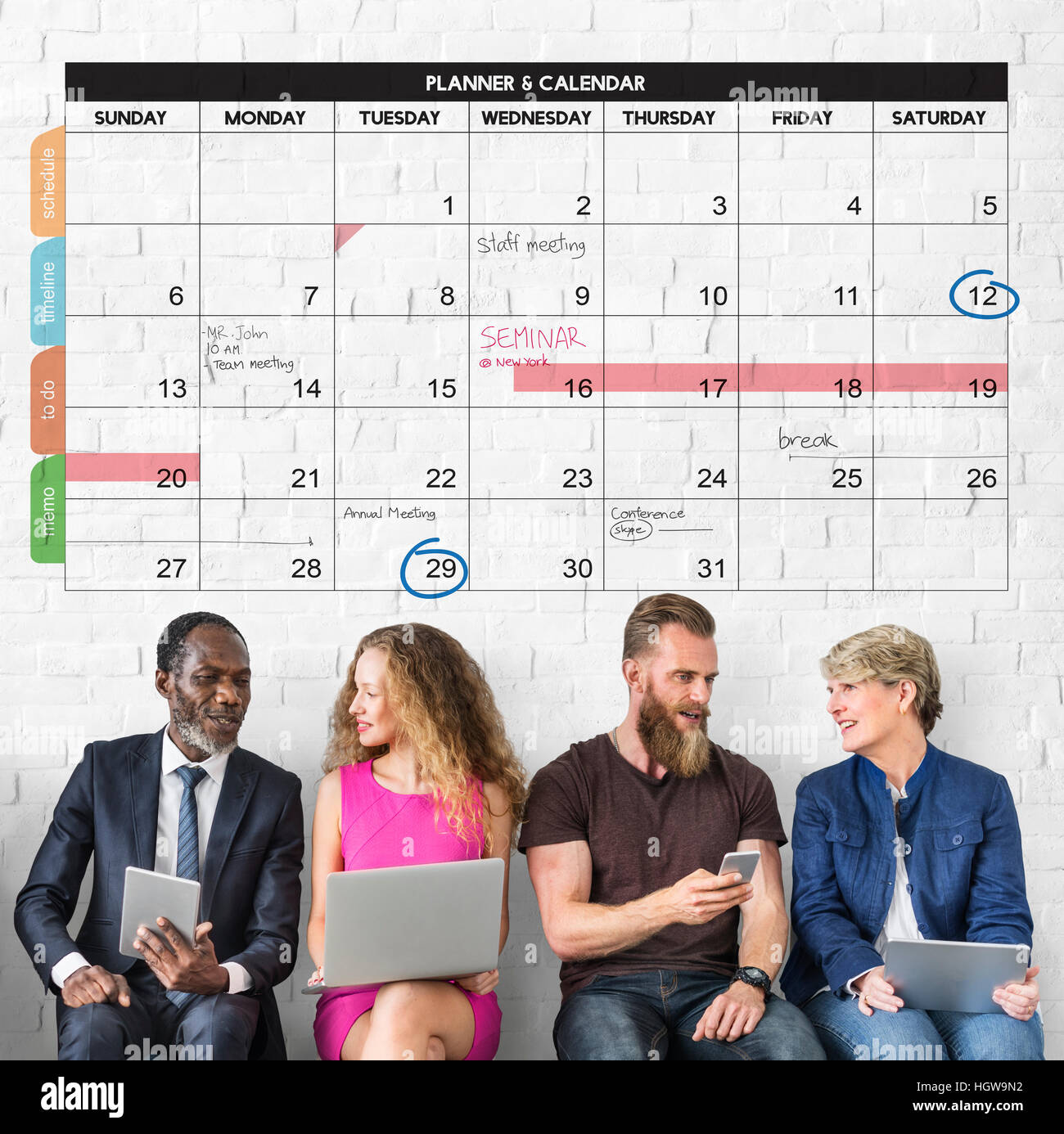 Calendar Planner Organization Management Remind Concept Stock Photo - Alamy
