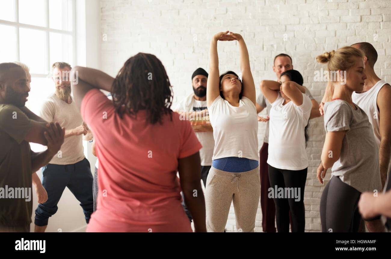 Exercise International Group Relaxation Fitness Concept Stock Photo - Alamy