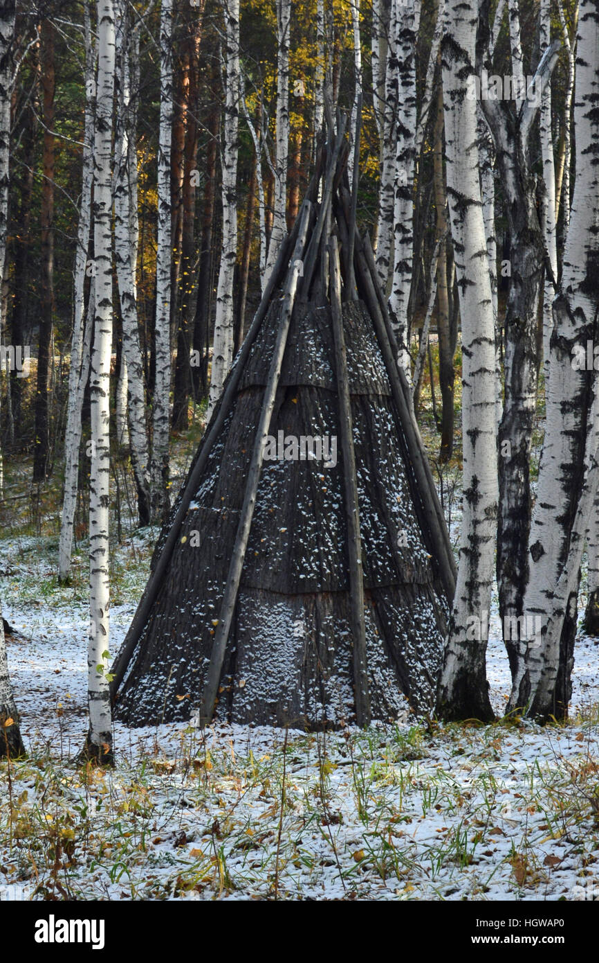 Traditional Tepee in Siberian snow taken at the Taltsy Architectural ...