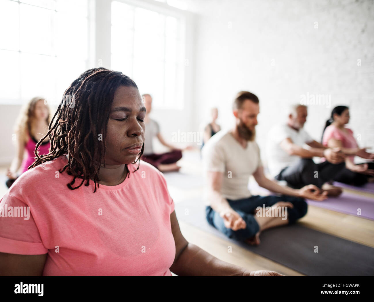 Exercise International Group Relaxation Fitness Concept Stock Photo - Alamy