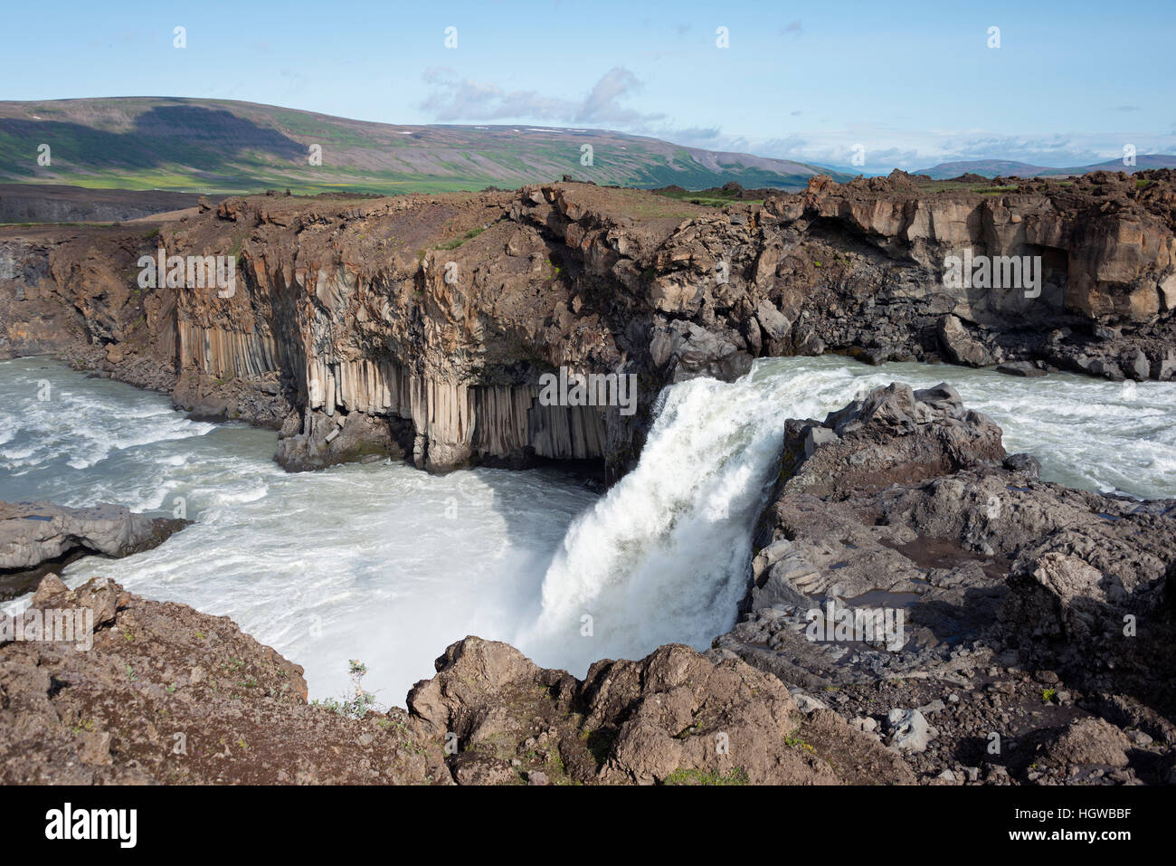 Waterfall Aldeyjarfoss, Skjalfandafljot river, Sprengisandur, F26 ...