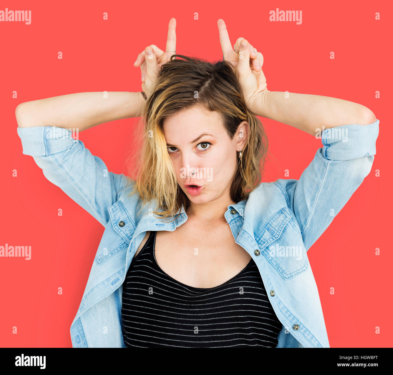 Crazy Freaky Excited Female Show Bull Concept Stock Photo - Alamy