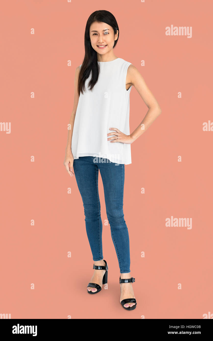 Female Standing Pose Studio Concept Stock Photo - Alamy