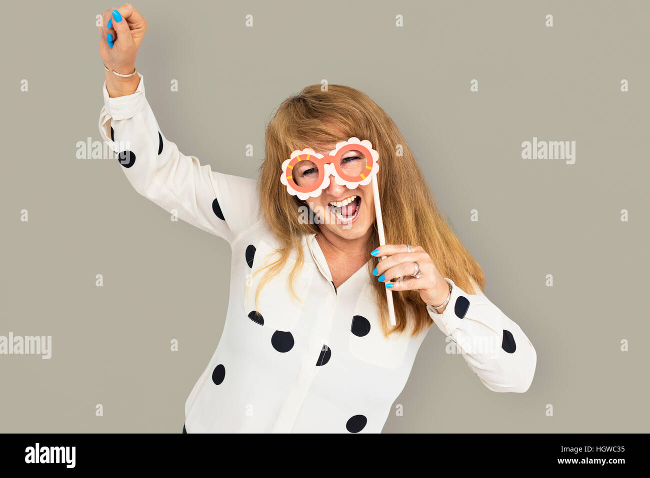 Mature Lady Having Fun Mask Carnival Concept Stock Photo - Alamy
