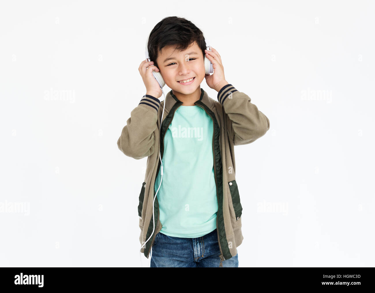 Boy Listen Music Headphone Concept Stock Photo - Alamy