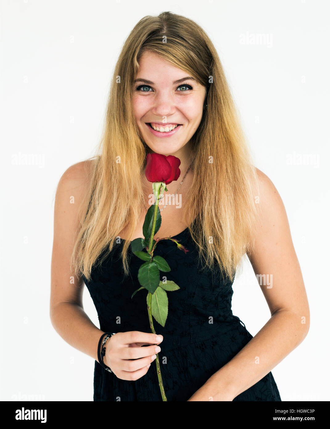 Young Female Holding Rose Concept Stock Photo - Alamy