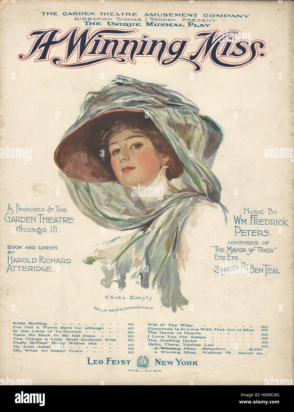 "A Winning Miss" 1908 Chicago Musical Sheet Music Cover Stock Photo - Alamy