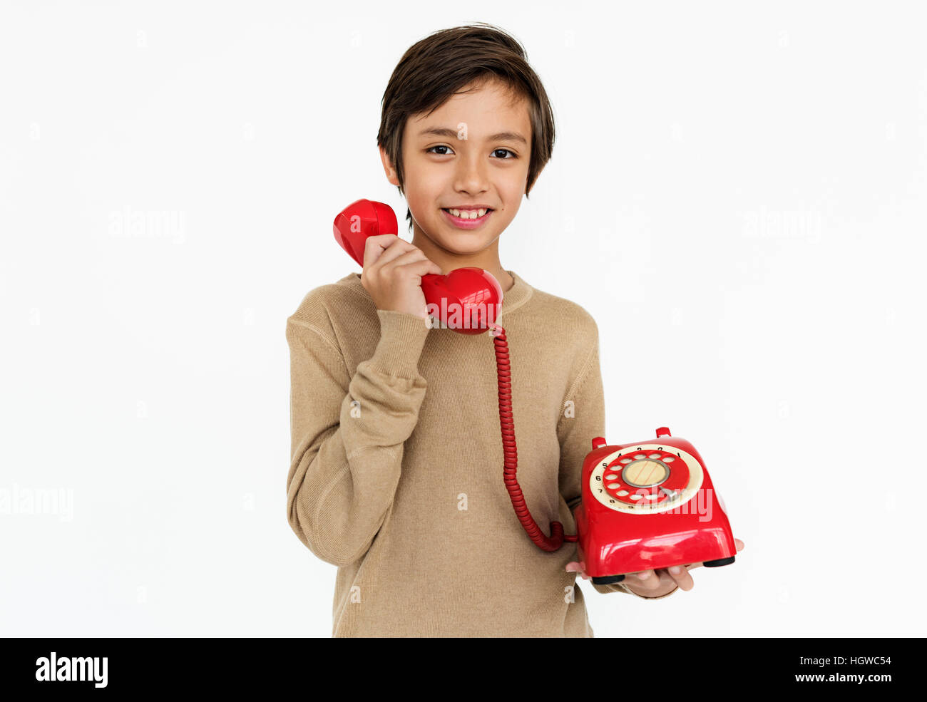 Boy Hold Call Telephone Concept Stock Photo - Alamy