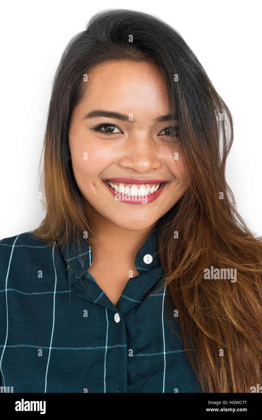 Woman Smiling Happiness Portrait Concept Stock Photo - Alamy