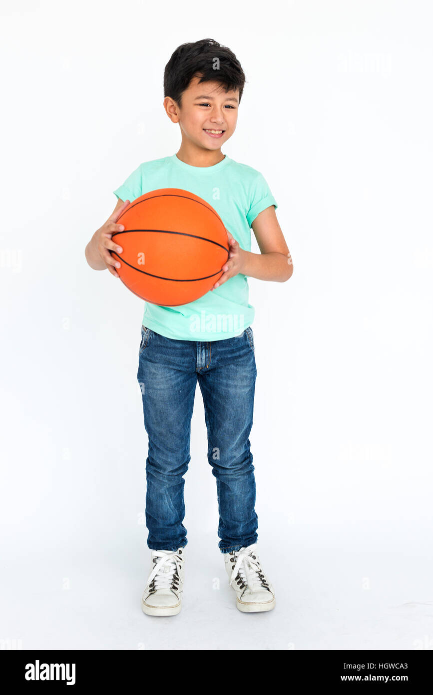 Boy Hold Basketball Hobby Sport Concept Stock Photo - Alamy