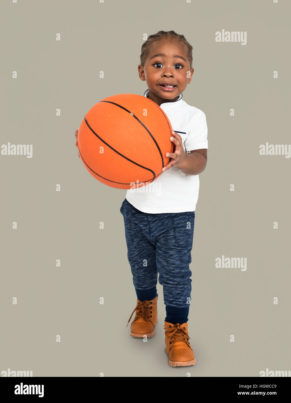 Little Kid With Basketball Concept Stock Photo - Alamy