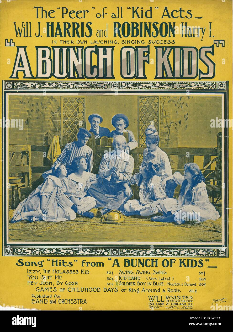 "A Bunch of Kids" 1909 Vaudeville Musical Sheet Music Cover Stock Photo ...
