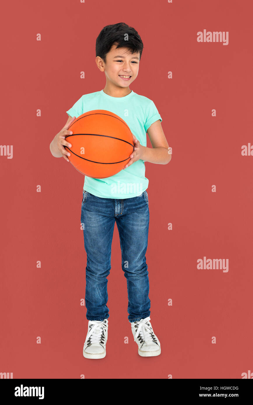 Little Kid With Basketball Concept Stock Photo - Alamy