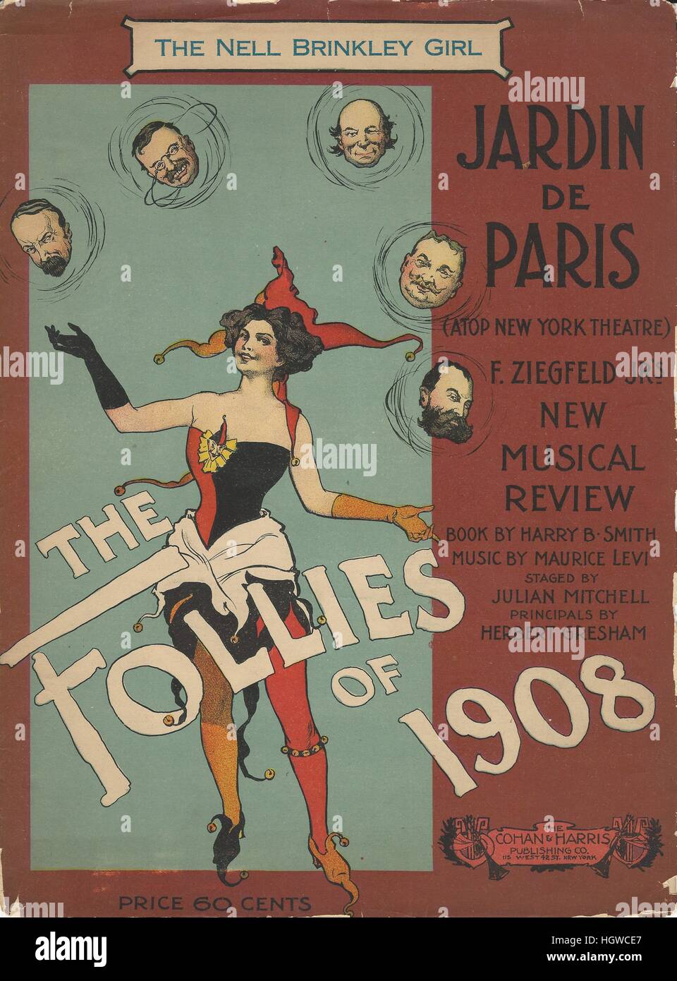 "The Follies of 1908" Ziegfeld Musical Sheet Music Cover Stock Photo ...