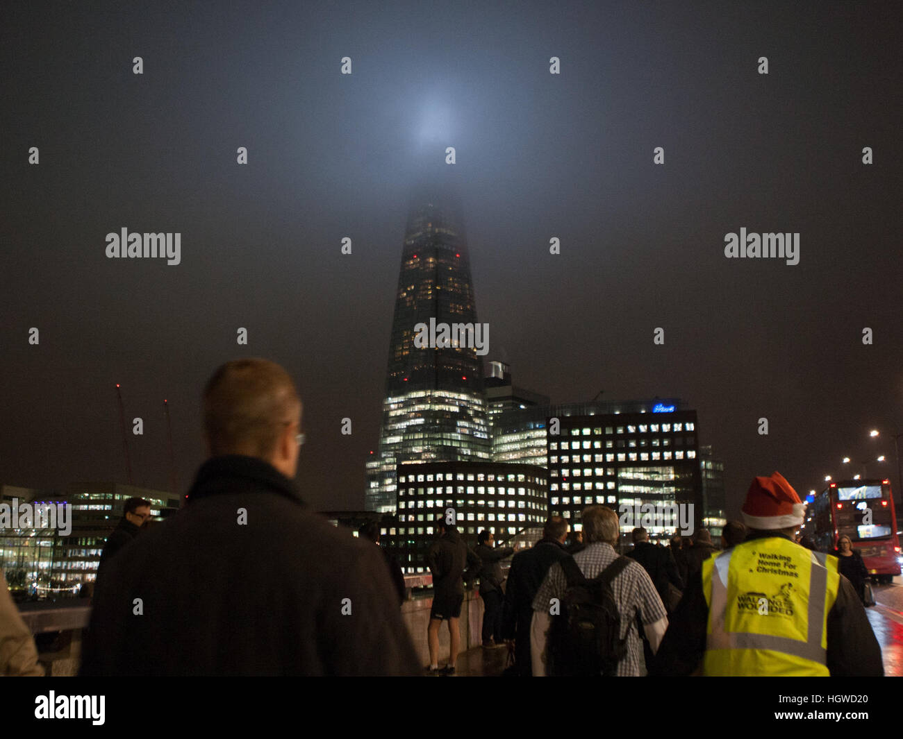The Shard Christmas lights obscured by cloud Featuring: The Shard Where ...