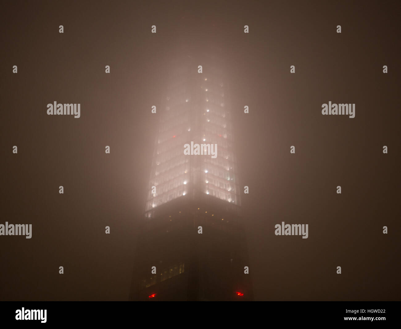 The Shard Christmas lights obscured by cloud Featuring: The Shard Where ...