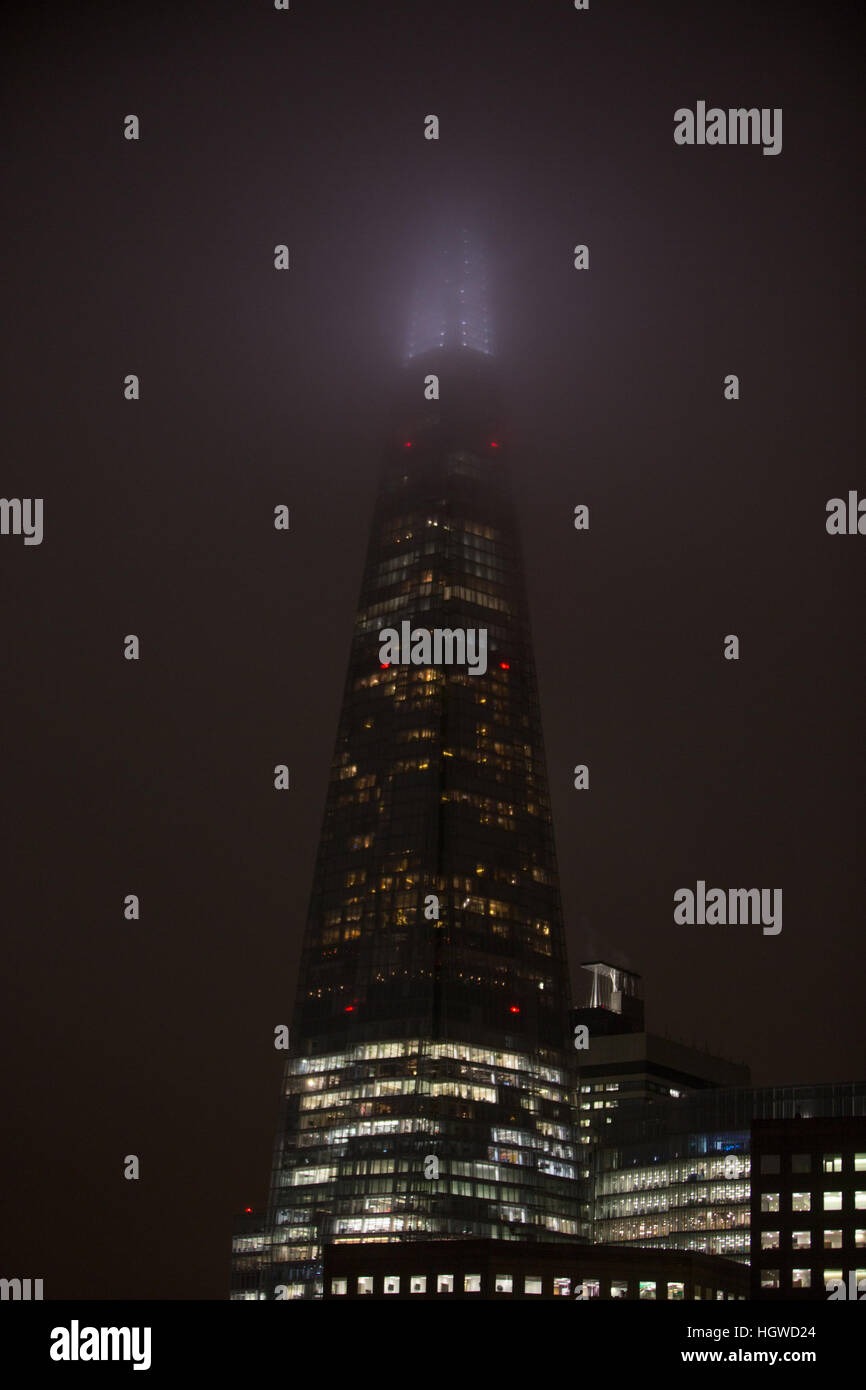 The Shard Christmas lights obscured by cloud Featuring: The Shard Where ...