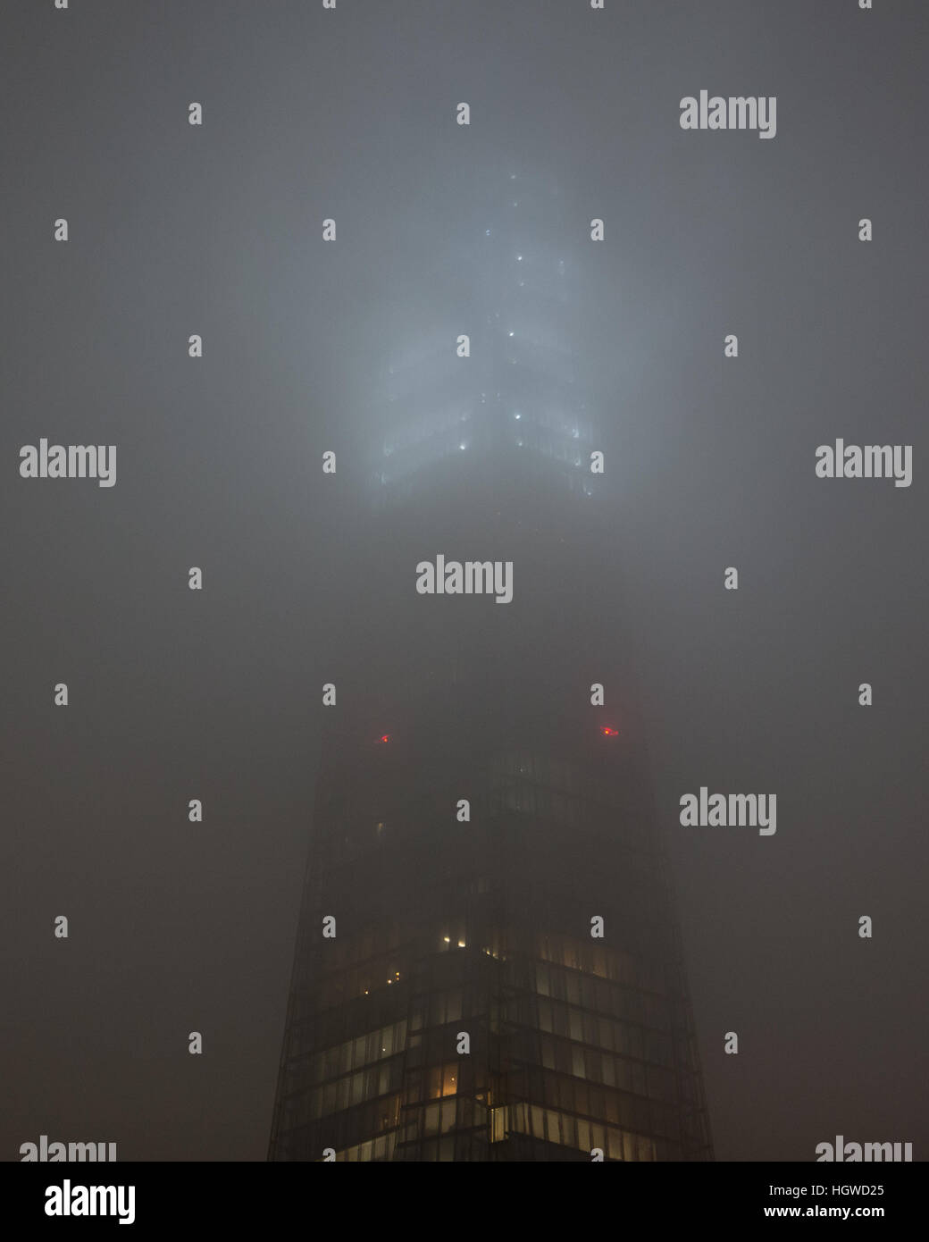 The Shard Christmas lights obscured by cloud Featuring: The Shard Where ...