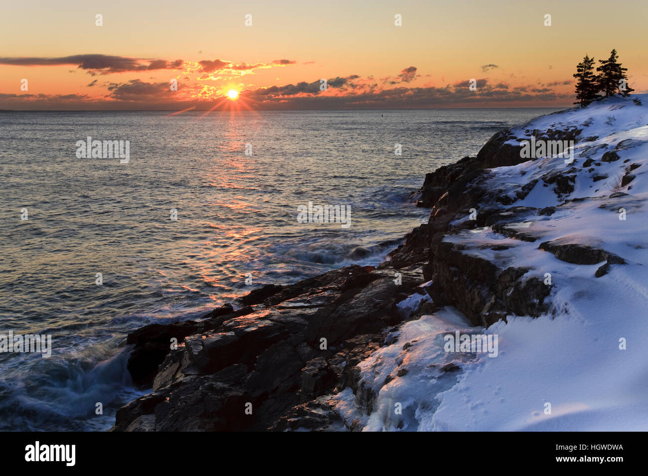 Sunrise over the Atlantic Ocean in winter as seen from near Schooner ...