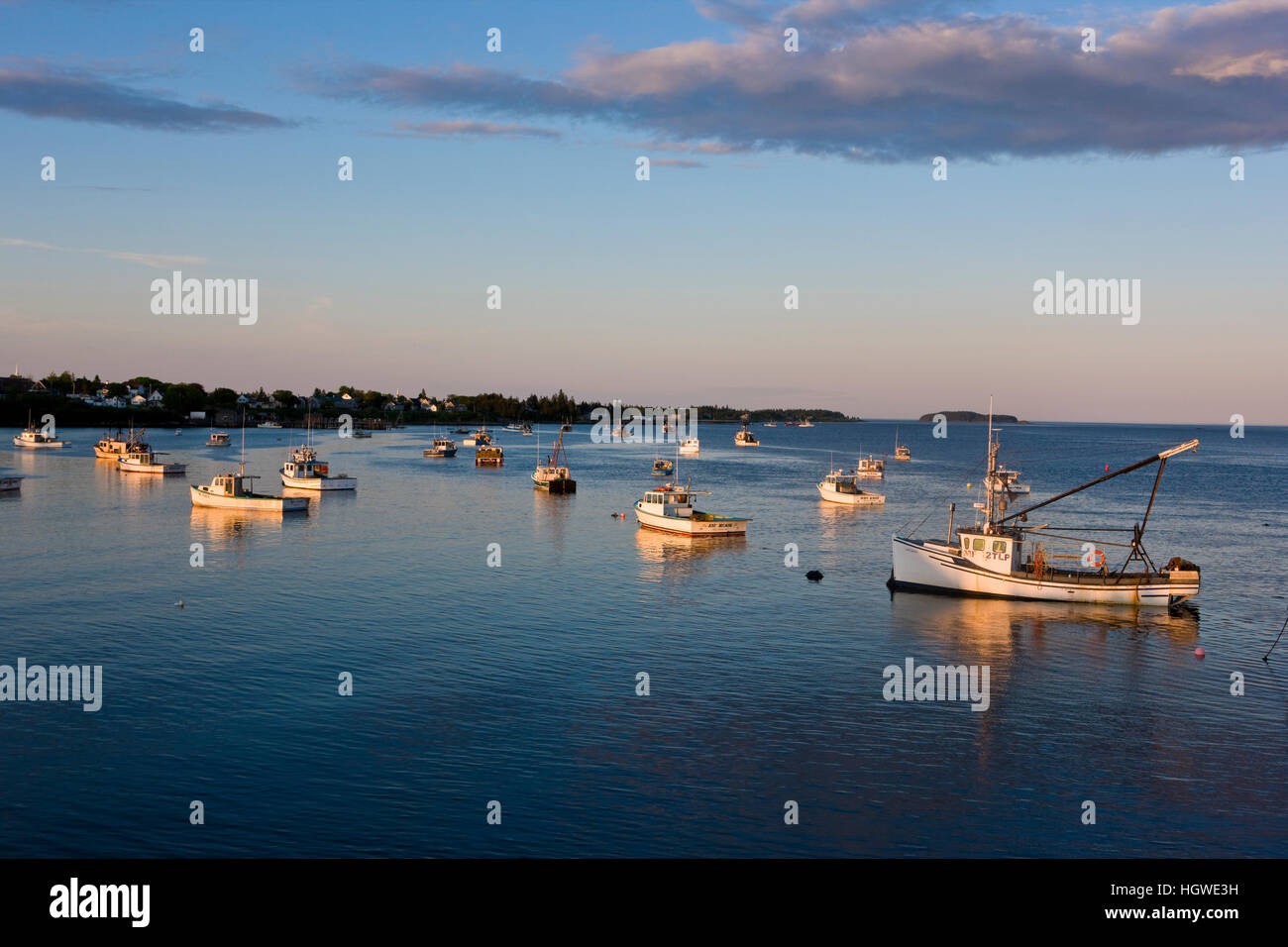 Jonesport Harbor just before sunset. Jonesport, Maine Stock Photo - Alamy