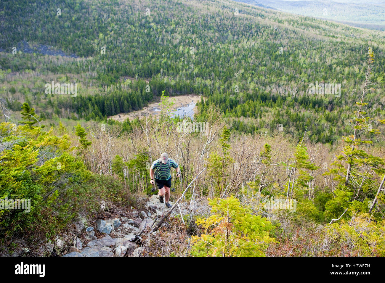 A man hikes the Appalachian Trail on Crocker Mountain in Stratton ...