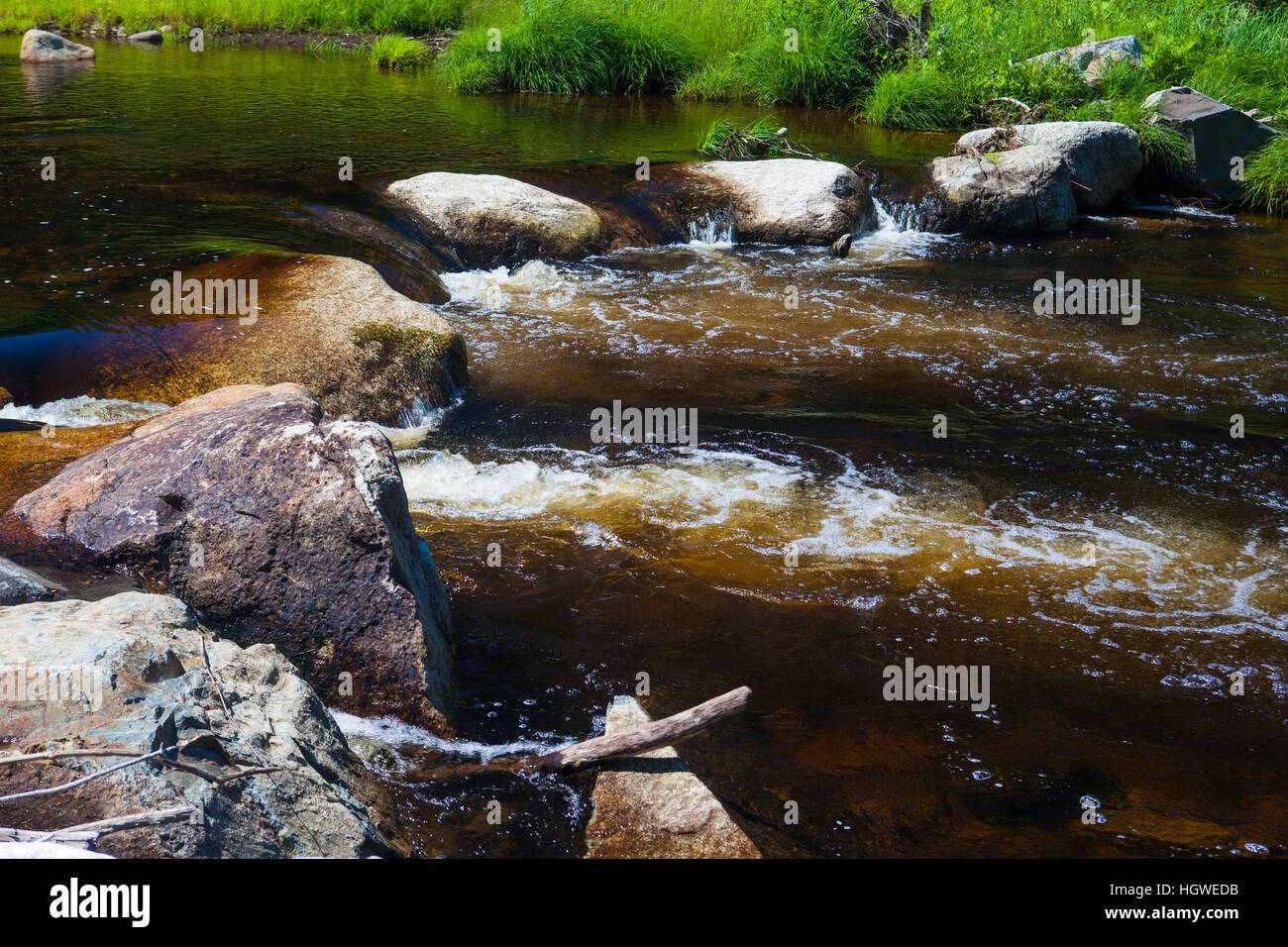 Restored stream bed in Cold Stream in Maine's Northern Forest. West ...
