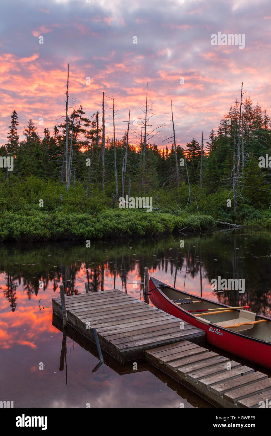 Canoe next to the Cold Stream "deadwater" above Upper Cold Stream Falls ...