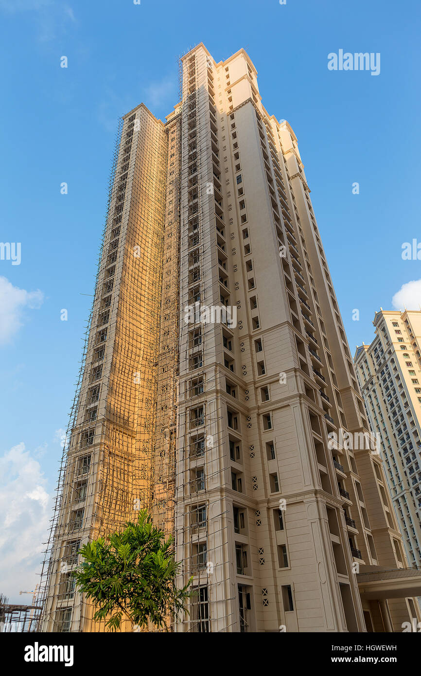 Upward view of House of Hiranandani, a high-rise building at Egattur ...