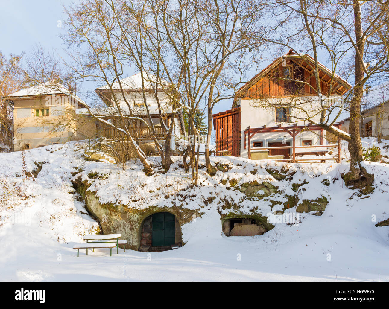 Sebechleby - The porticoes of old vine cellar houses from middle ...