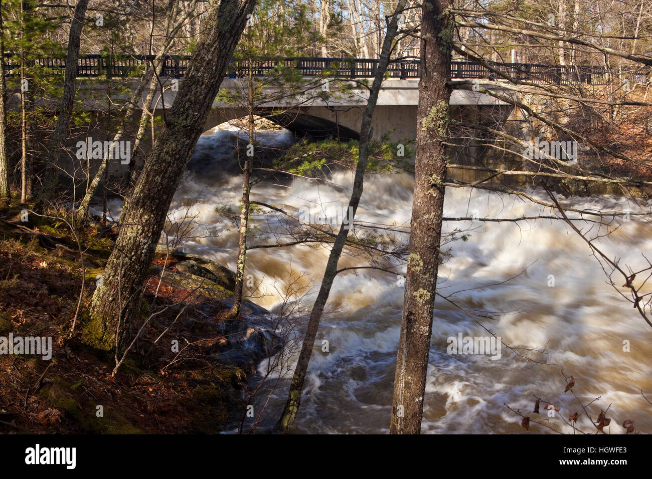 The Lamprey River at Packers Falls in Durham, New Hampshire. Six feet ...