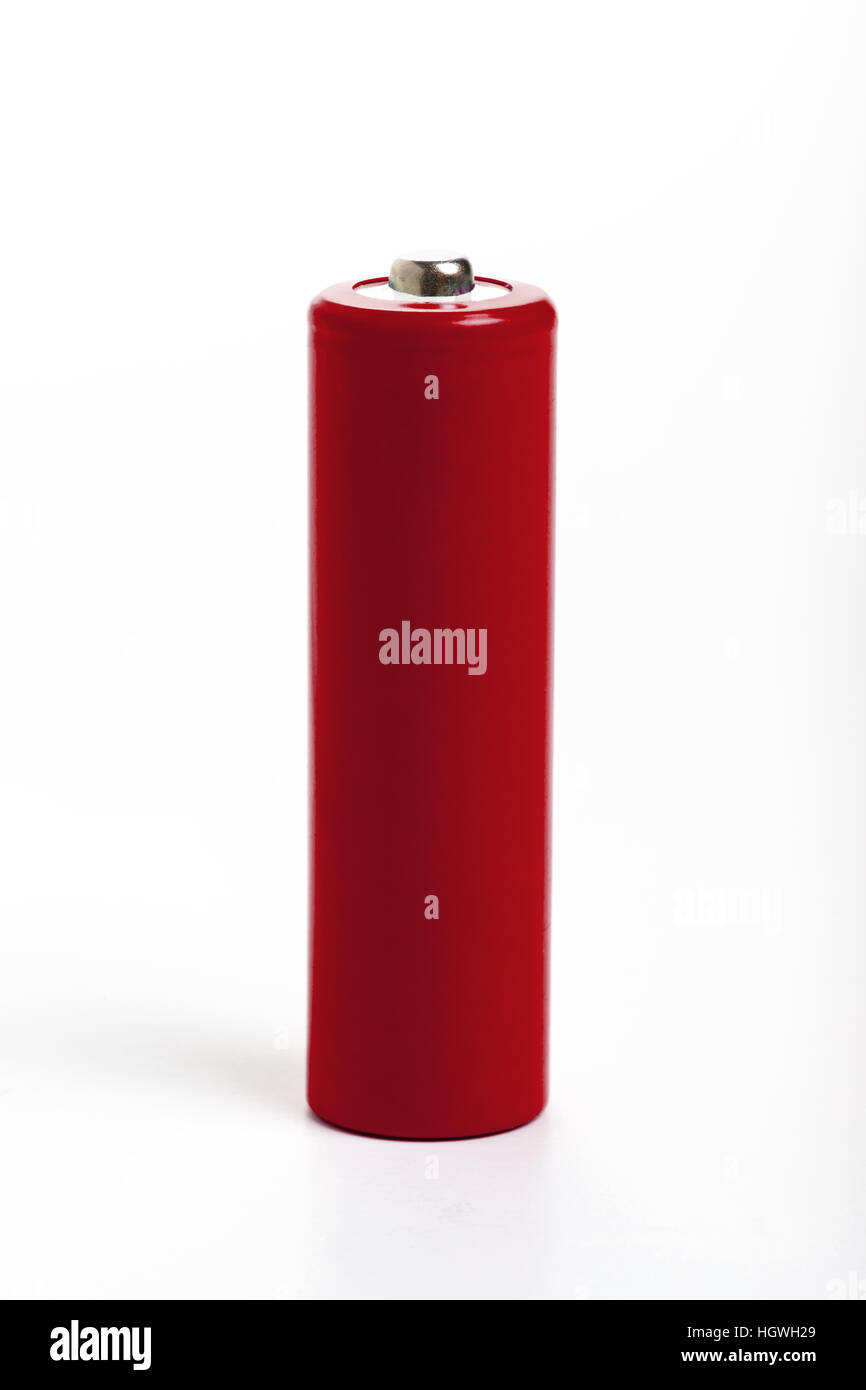 red battery with white background, close up Stock Photo - Alamy