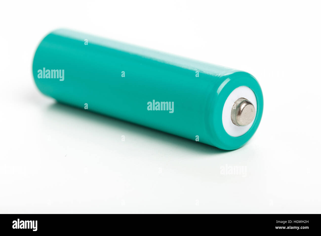green battery with white background, close up Stock Photo - Alamy