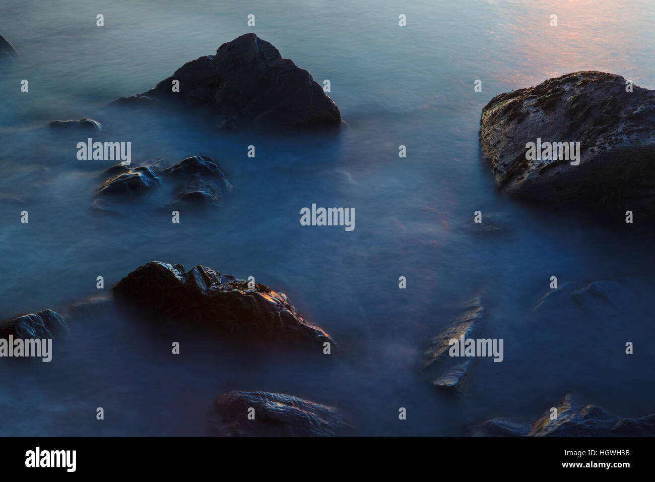Morning surf and rocks, Wallis Sands State Park, Rye, NH Stock Photo ...