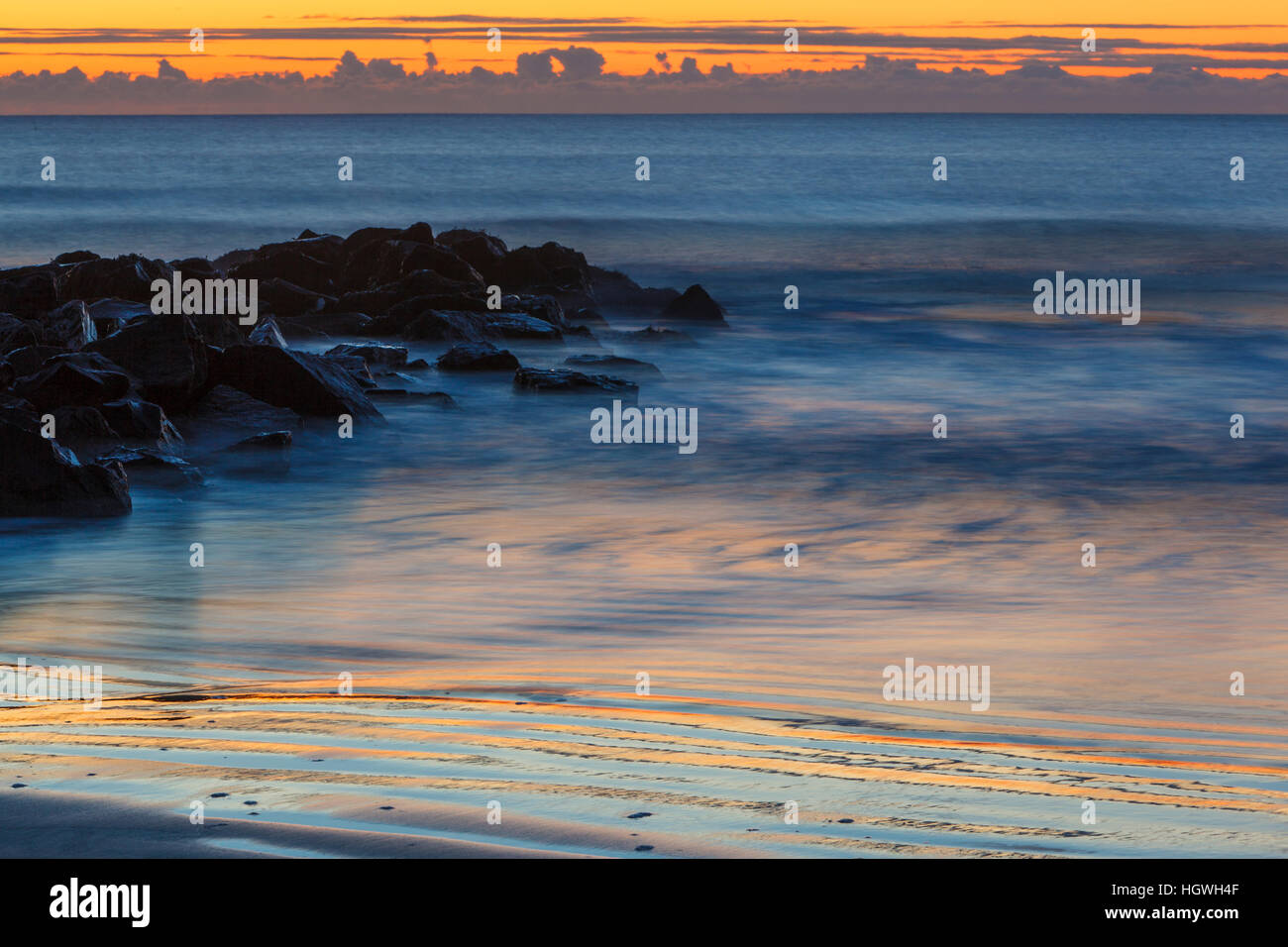 Dawn over the Atlantic Ocean at Wallis Sands State Park in Rye, New ...