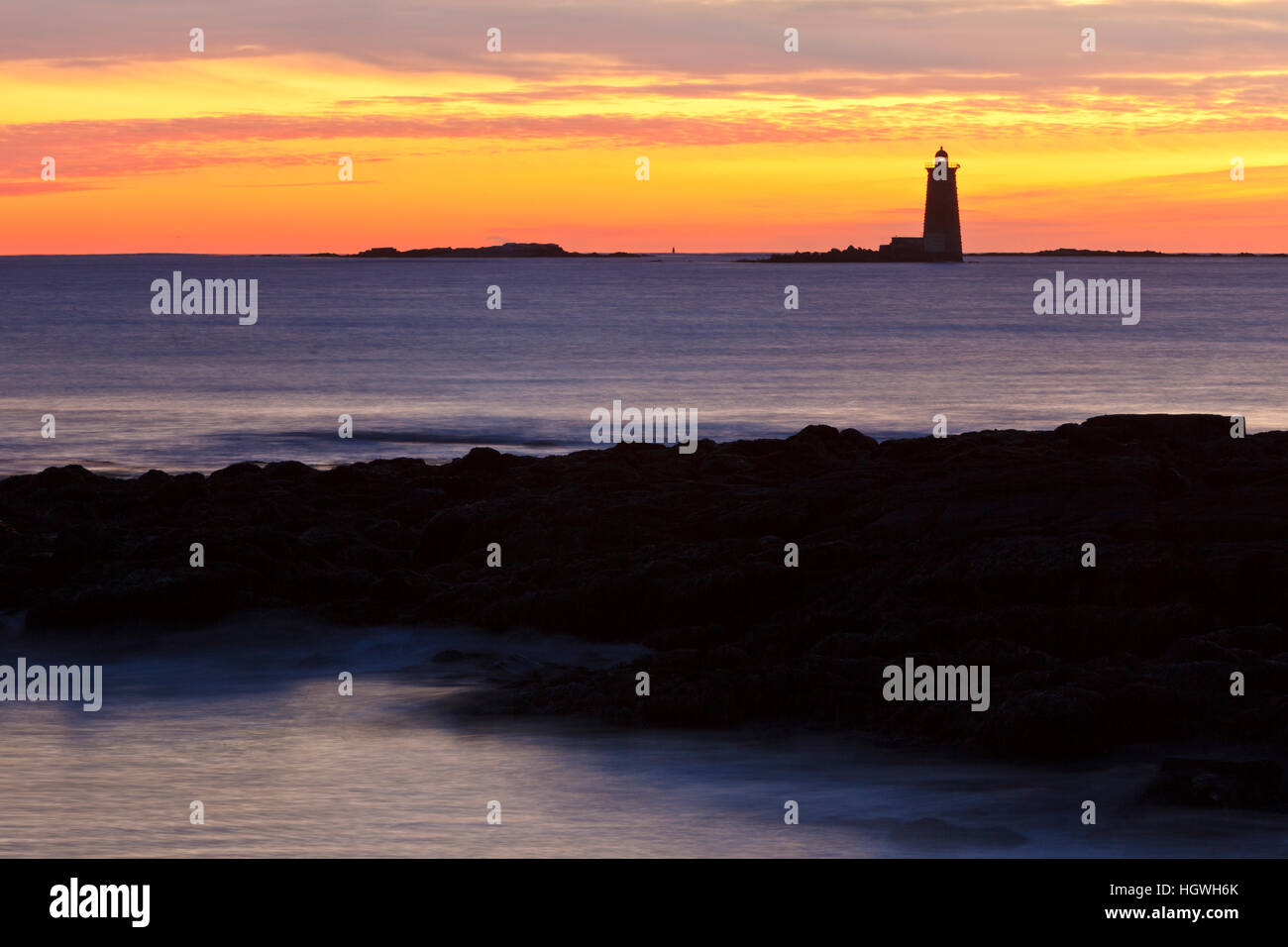 Whaleback Light as seen from Fort Stark State Historic Site in New ...
