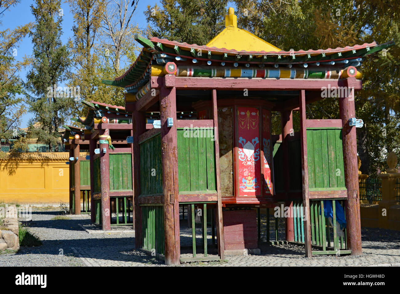 Small colourful temples in Mongolia Stock Photo - Alamy