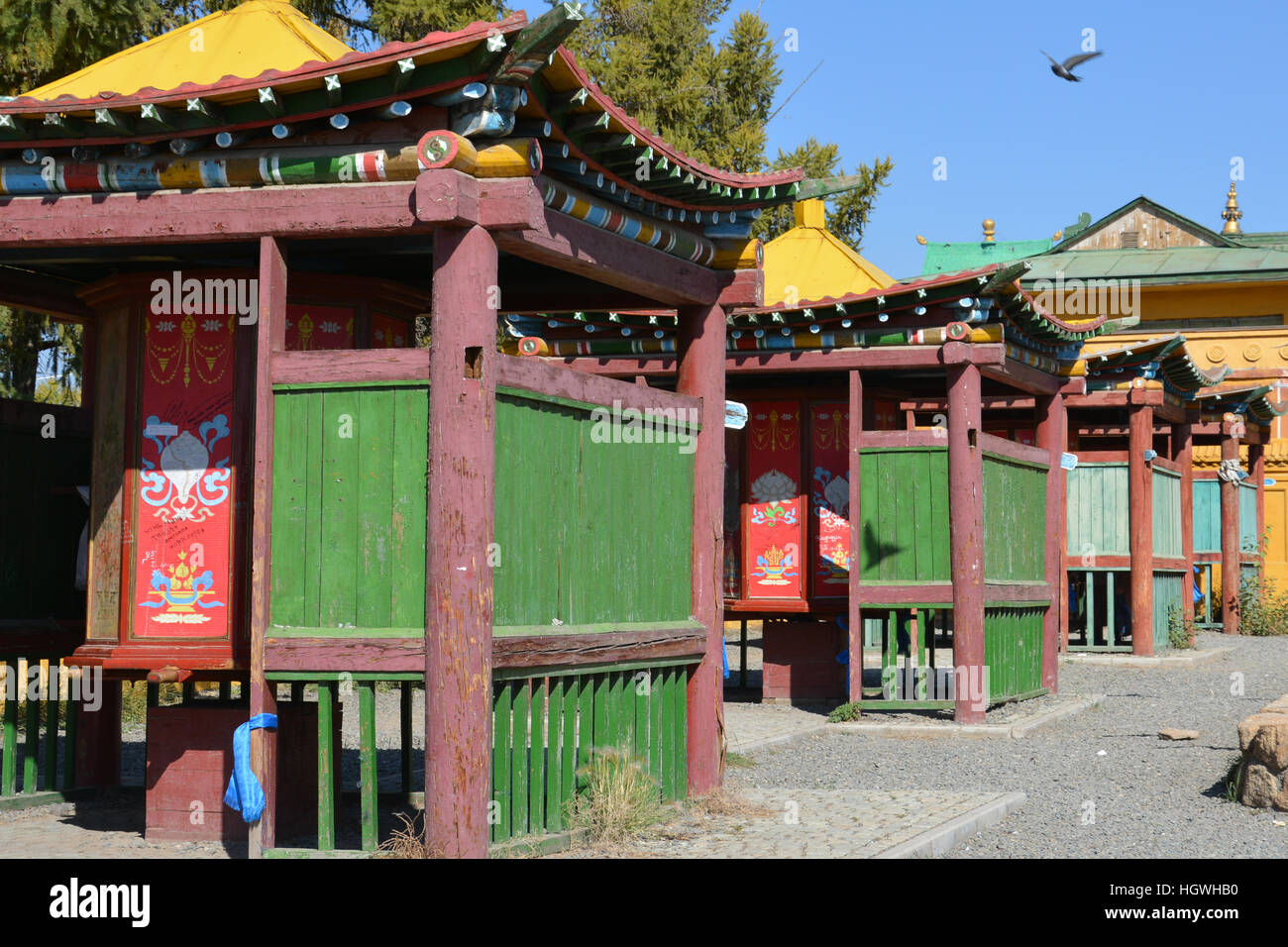 Small colourful temples in Mongolia Stock Photo - Alamy