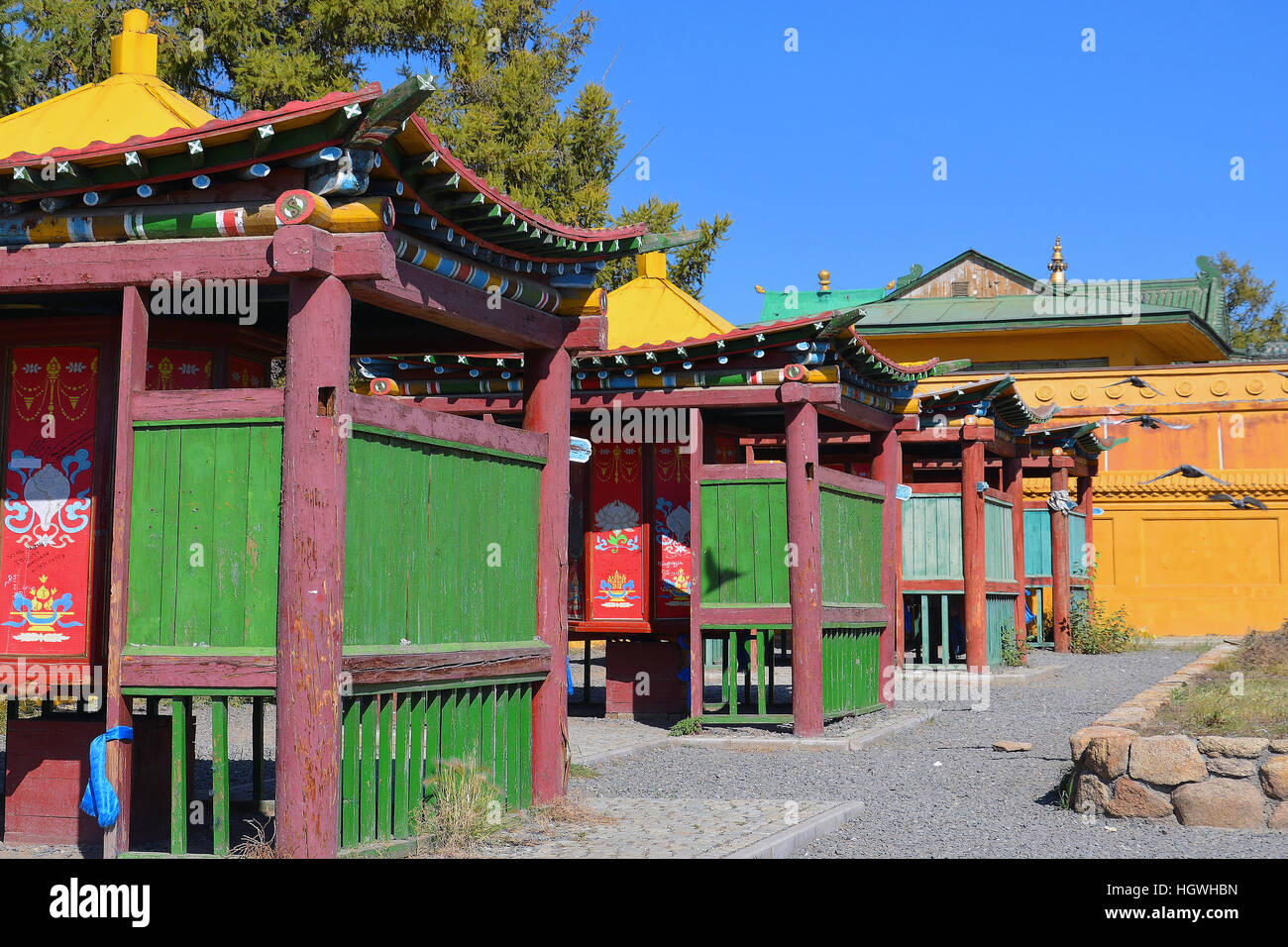 Small colourful temples in Mongolia Stock Photo - Alamy