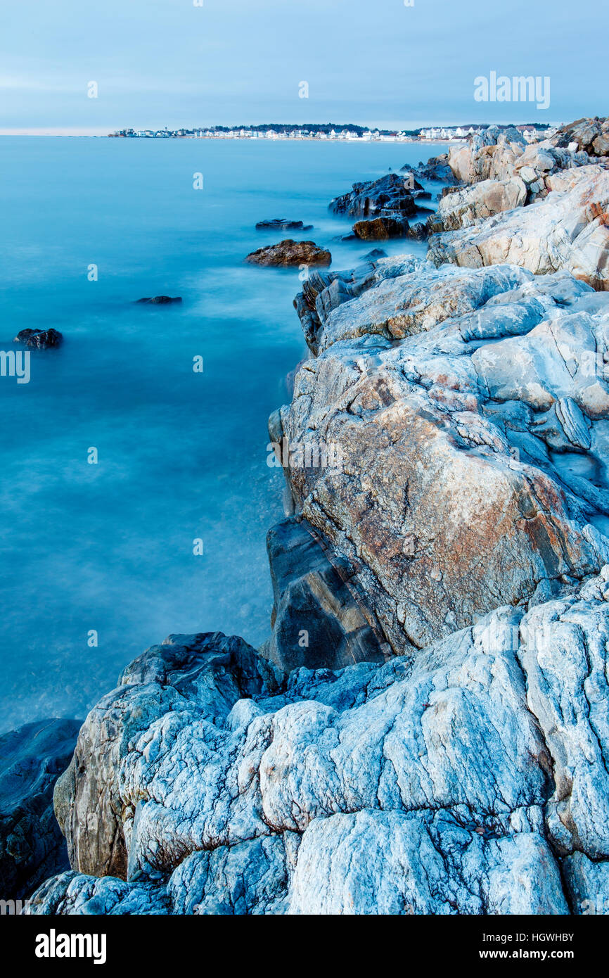 The rock ledges at Wallis Sands State Park in Rye, New Hampshire Stock ...