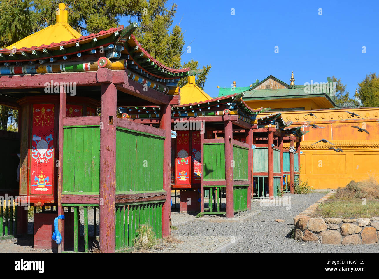 Small colourful temples in Mongolia Stock Photo - Alamy