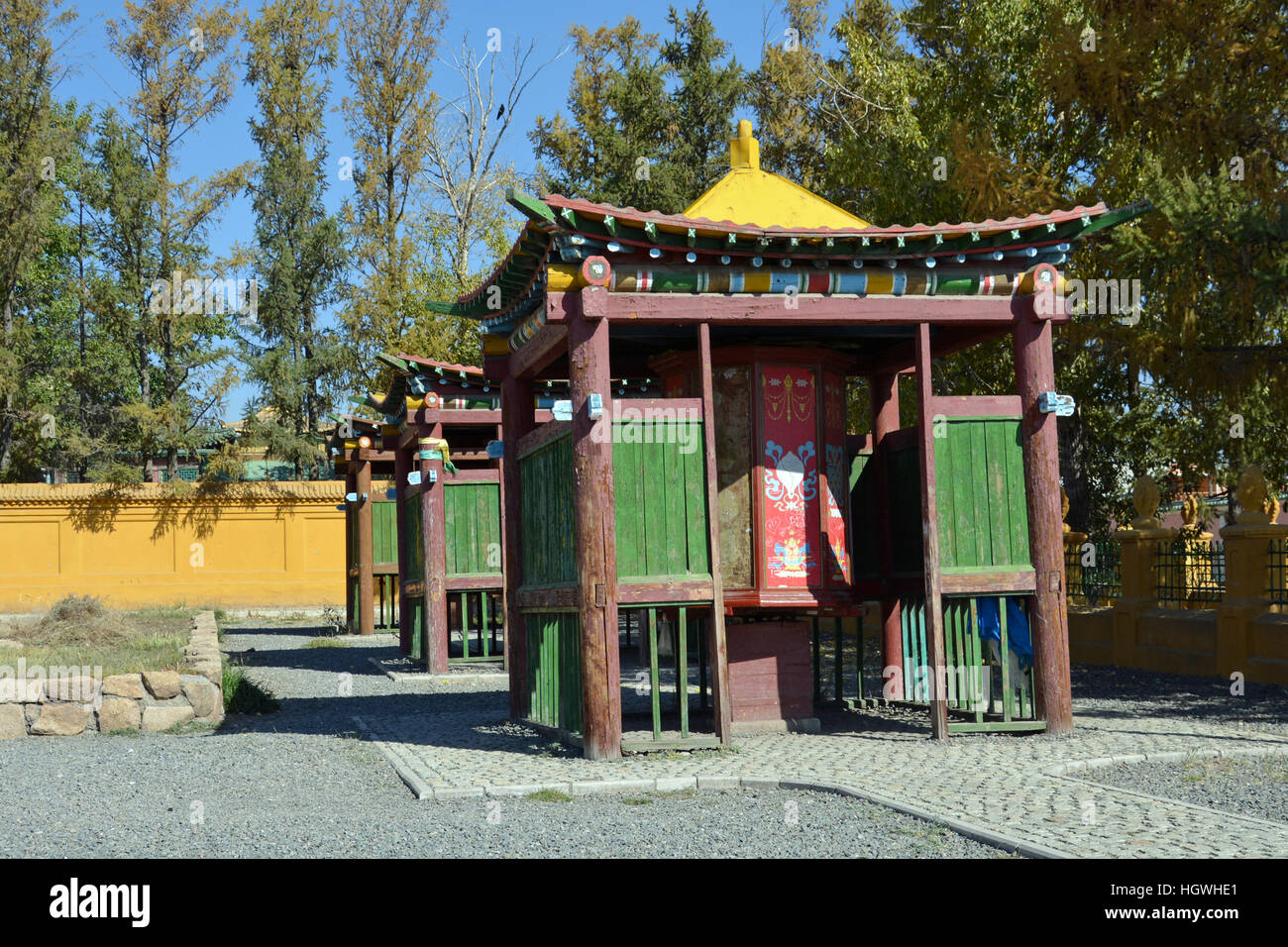 Small colourful temples in Mongolia Stock Photo - Alamy