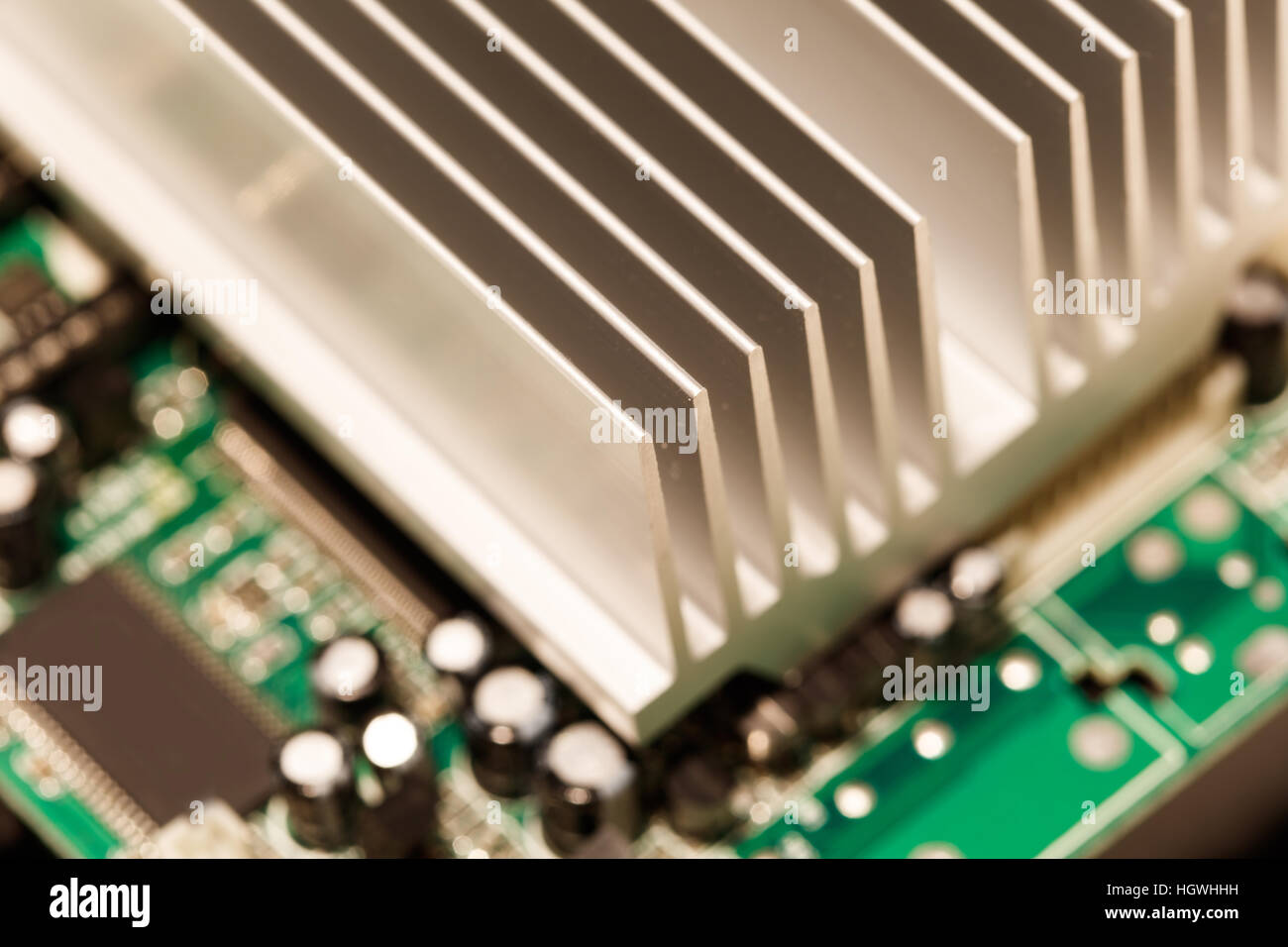 Close up of a chipset heatsink on motherboard Stock Photo - Alamy